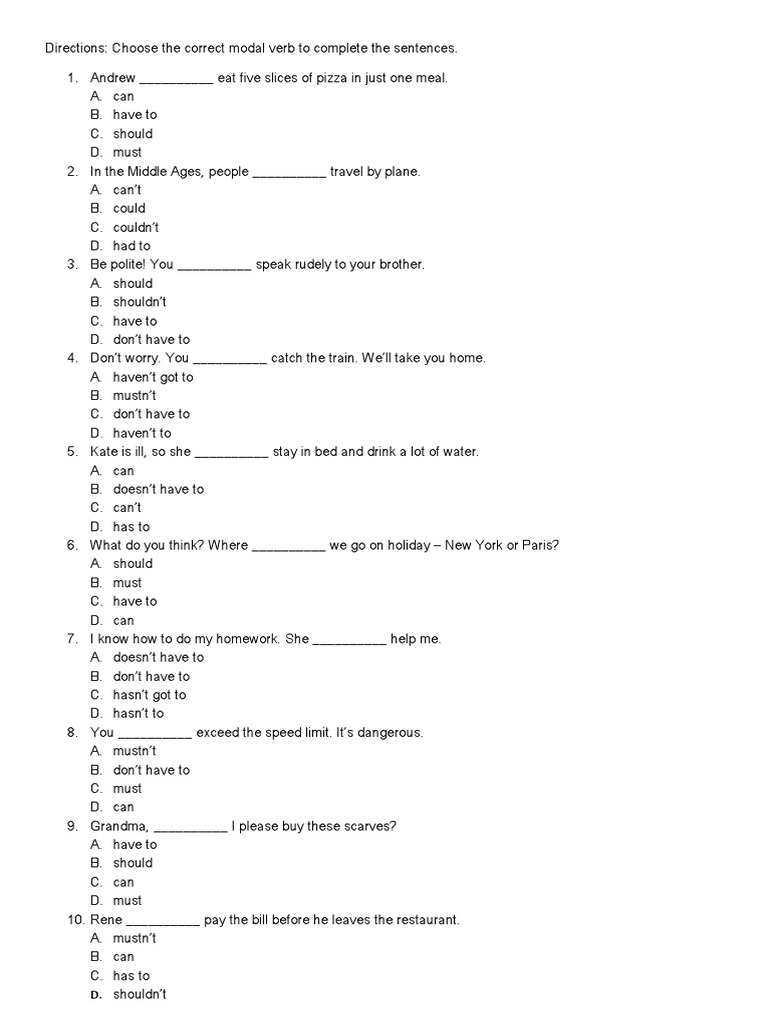 MODALS | PDF | Self-Improvement