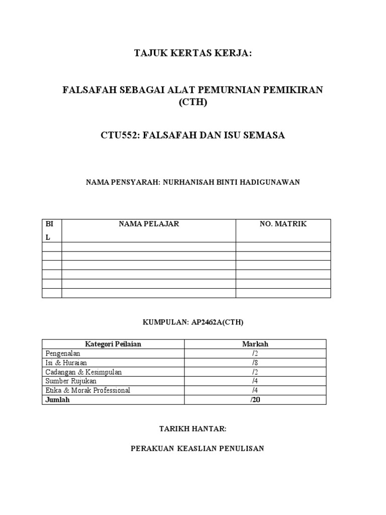 Template Kertas Kerja | PDF