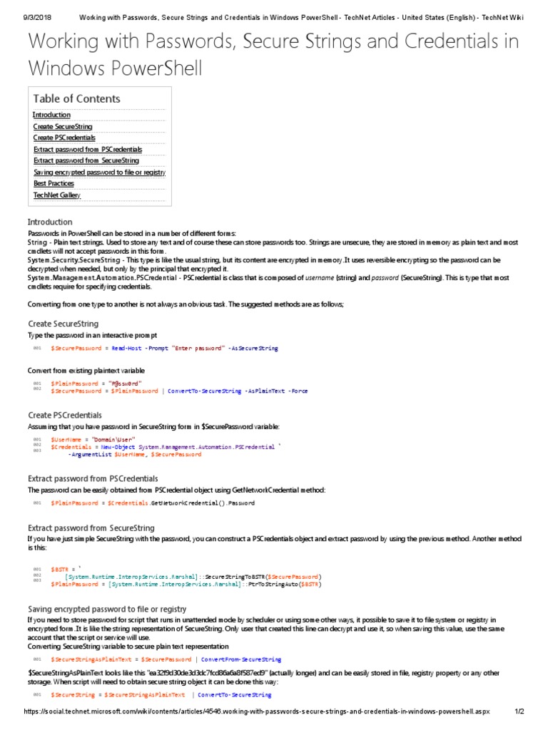 Working With Passwords Secure Strings And Credentials In Windows Powershell Technet Articles 