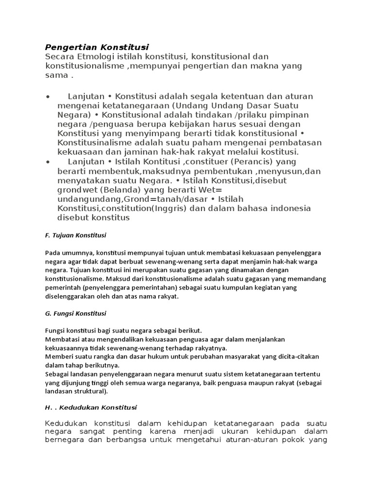 Pengertian Konstitusi | PDF
