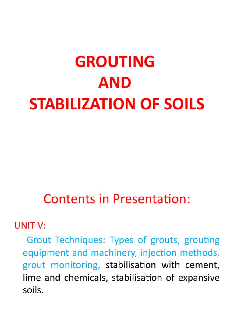 Grouting AND Stabilization of Soils | PDF | Suspension (Chemistry) | Soil