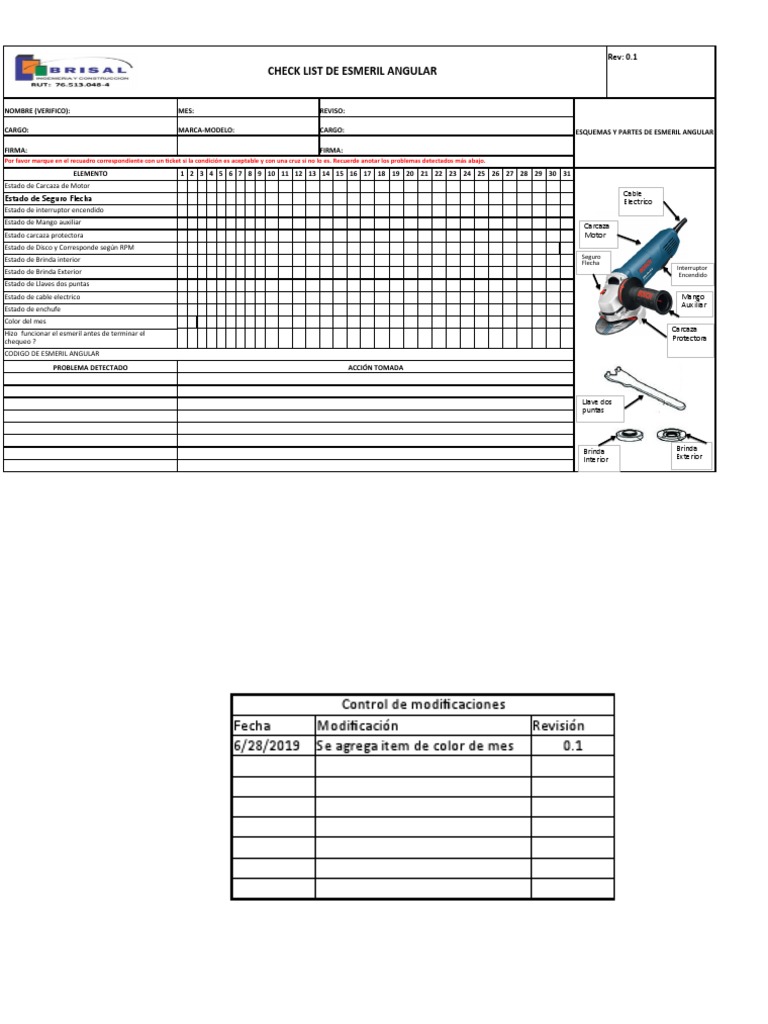 Check List Esmeril Angular 1 | PDF