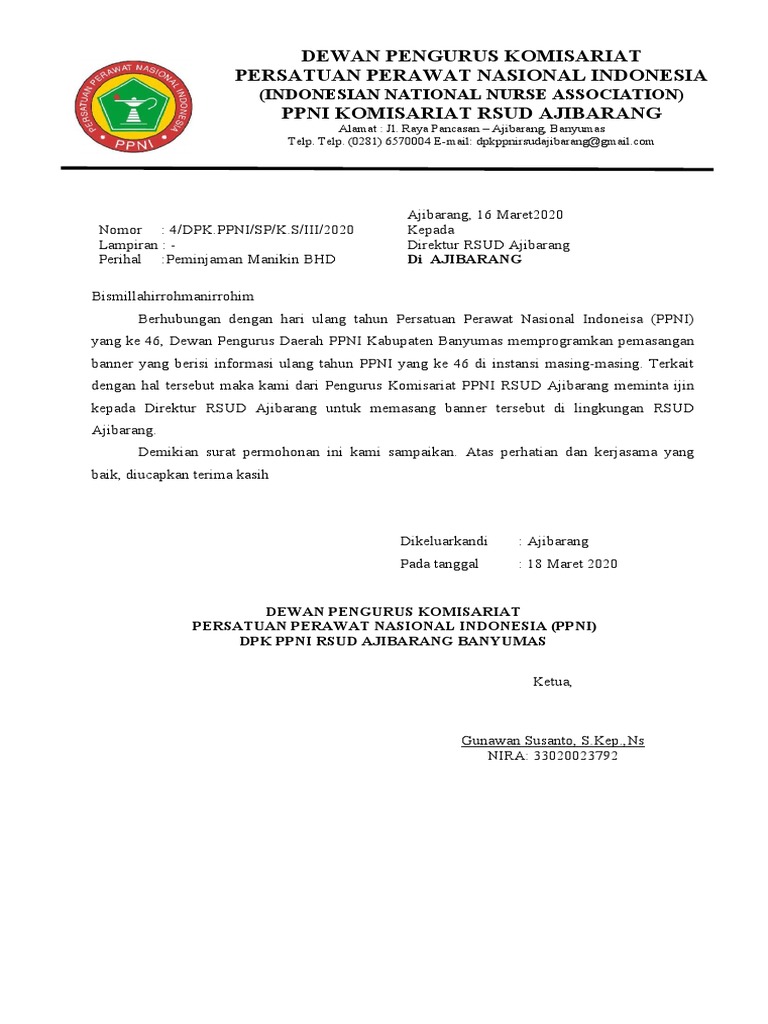 Izin Pasang Banner HUT PPNI ke-46 | PDF