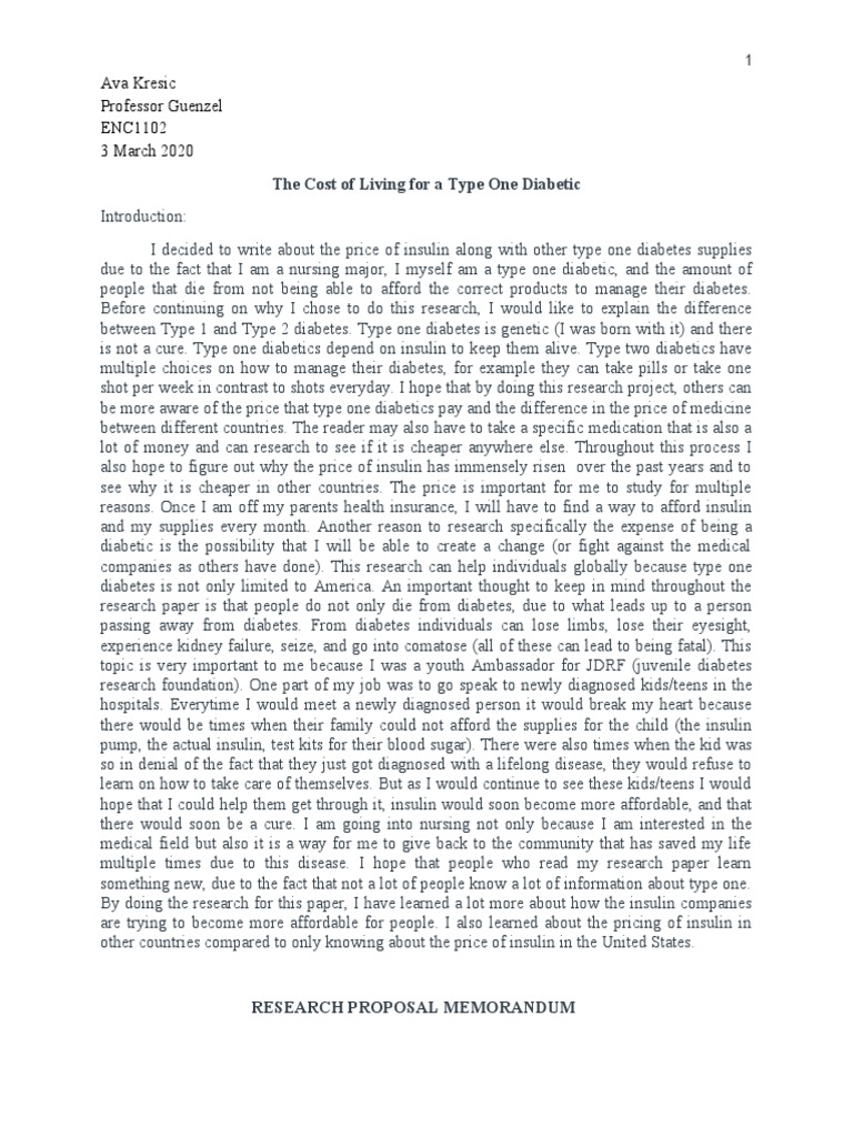 Enc 1102 Reasearchdfinal | PDF | Diabetes | Insulin