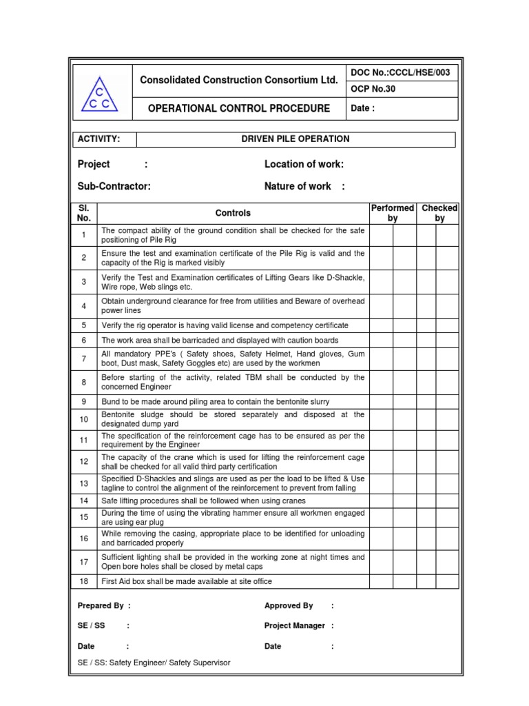 Consolidated Construction Consortium LTD.: DOC No.:CCCL/HSE/003 OCP No ...