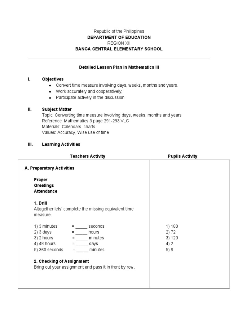 Lesson Plan Math | PDF | Lesson Plan | Behavior Modification