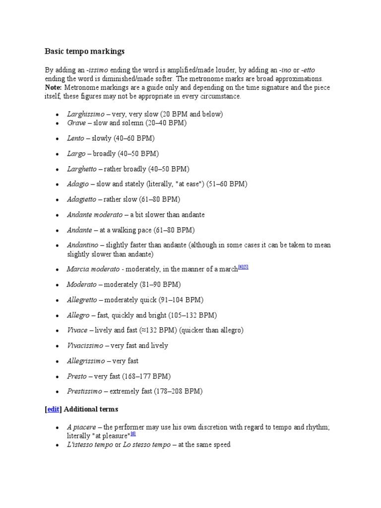 Basic Tempo Markings | PDF | Tempo | Musical Forms