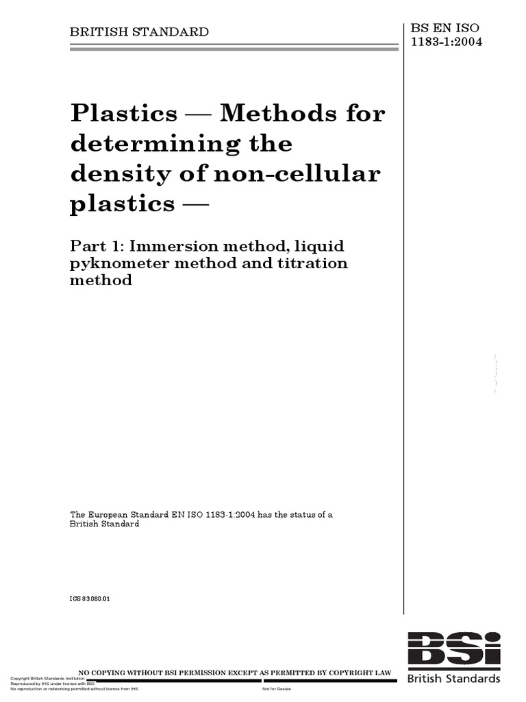 Iso 1183 1 2004 | PDF | Kilogram | Density