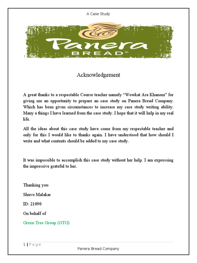 Acknowledgement: A Case Study | PDF | Food And Drink | Business