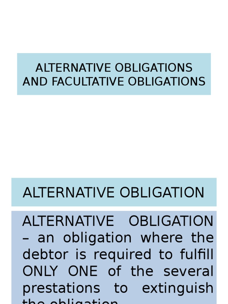 Alternative and Facultative Obligations Explained | PDF | Debtor ...