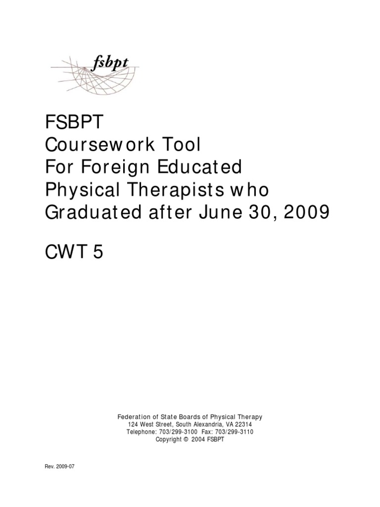 FSBPT Coursework Tool For Foreign Educated Physical Therapists Who ...