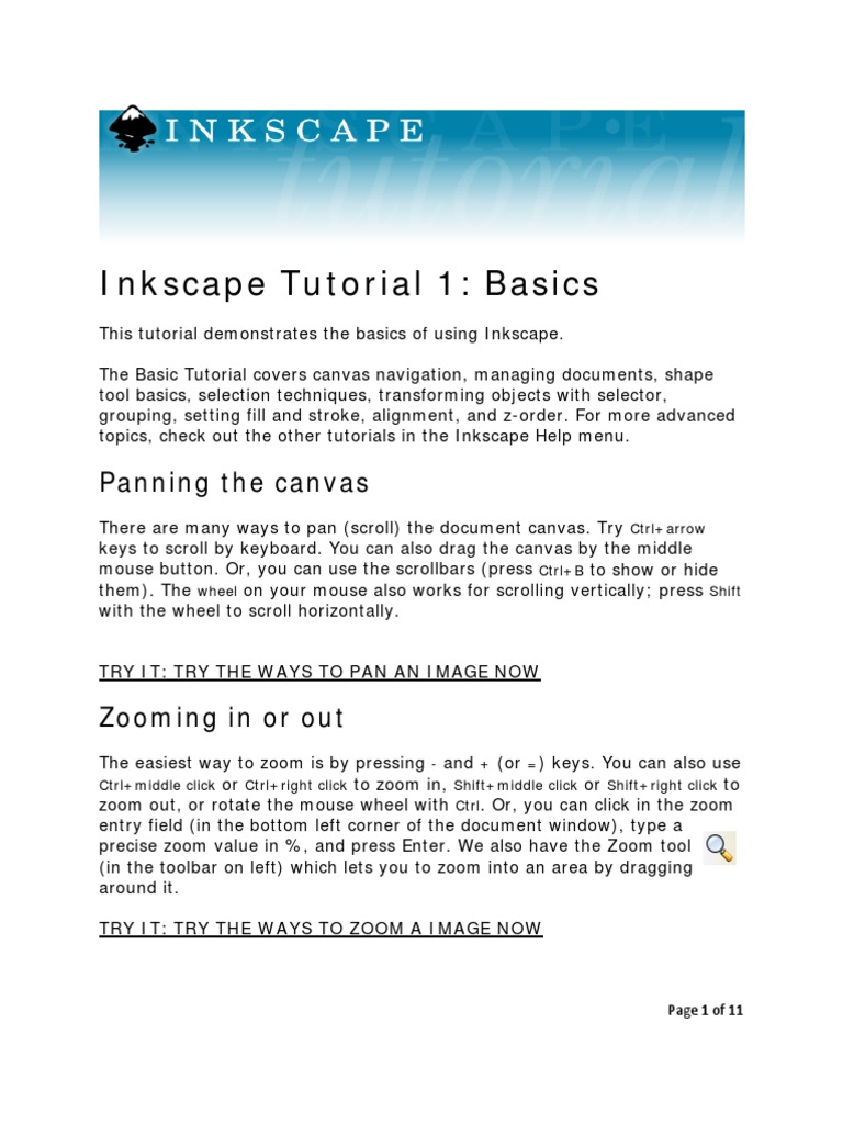 Inkscape Tutorial 1: Basics: Panning The Canvas | PDF | Human–Computer Interaction | Computing