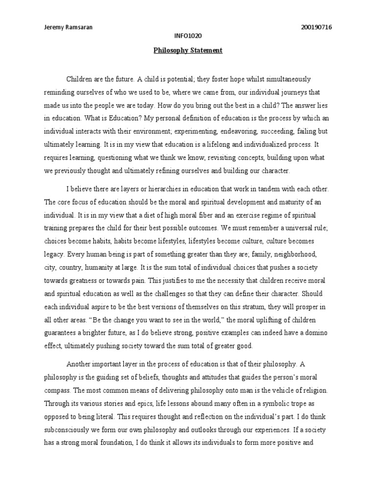 Philosophy Statement | PDF | Teachers | Mind