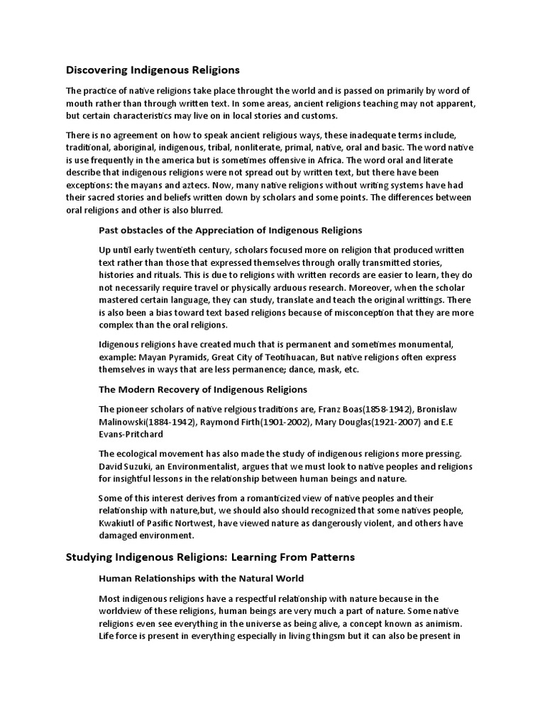 Discovering Indigenous Religions | PDF | Cultural Anthropology | Rituals