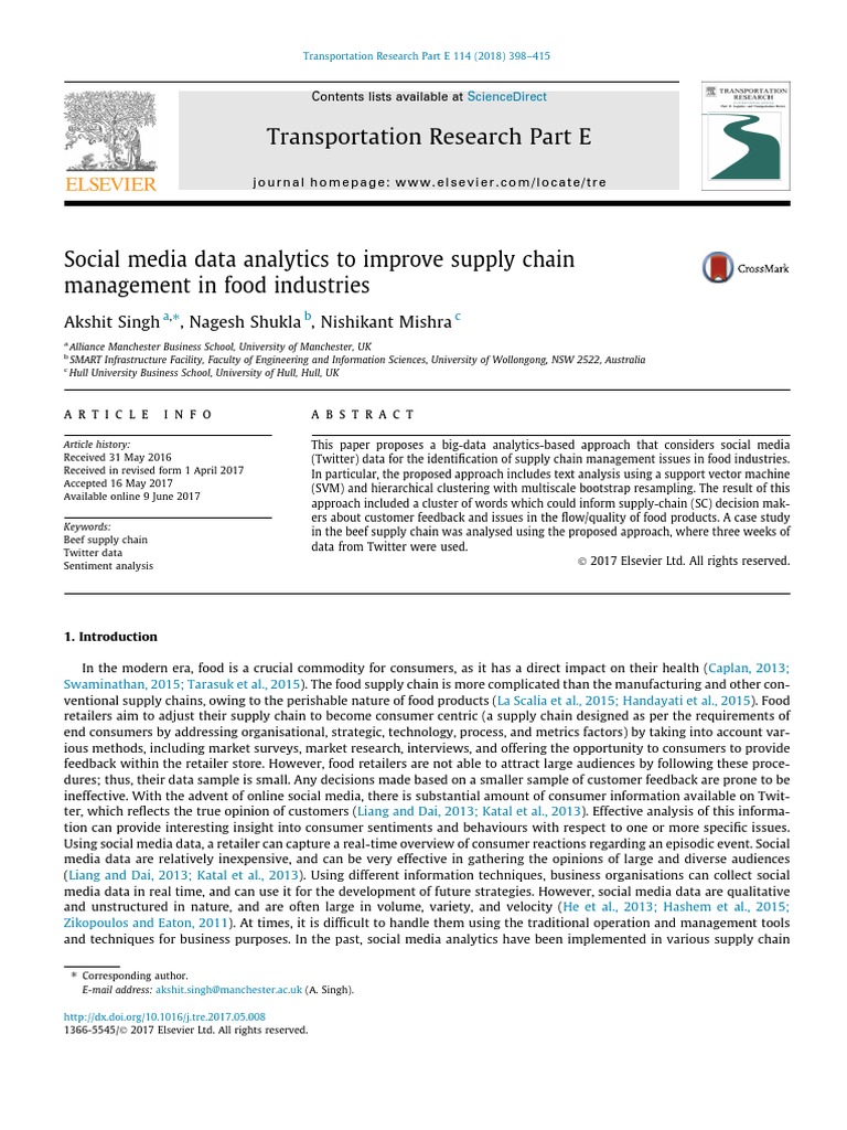 Social media analytics improve food supply chain management | PDF | Cluster Analysis ...