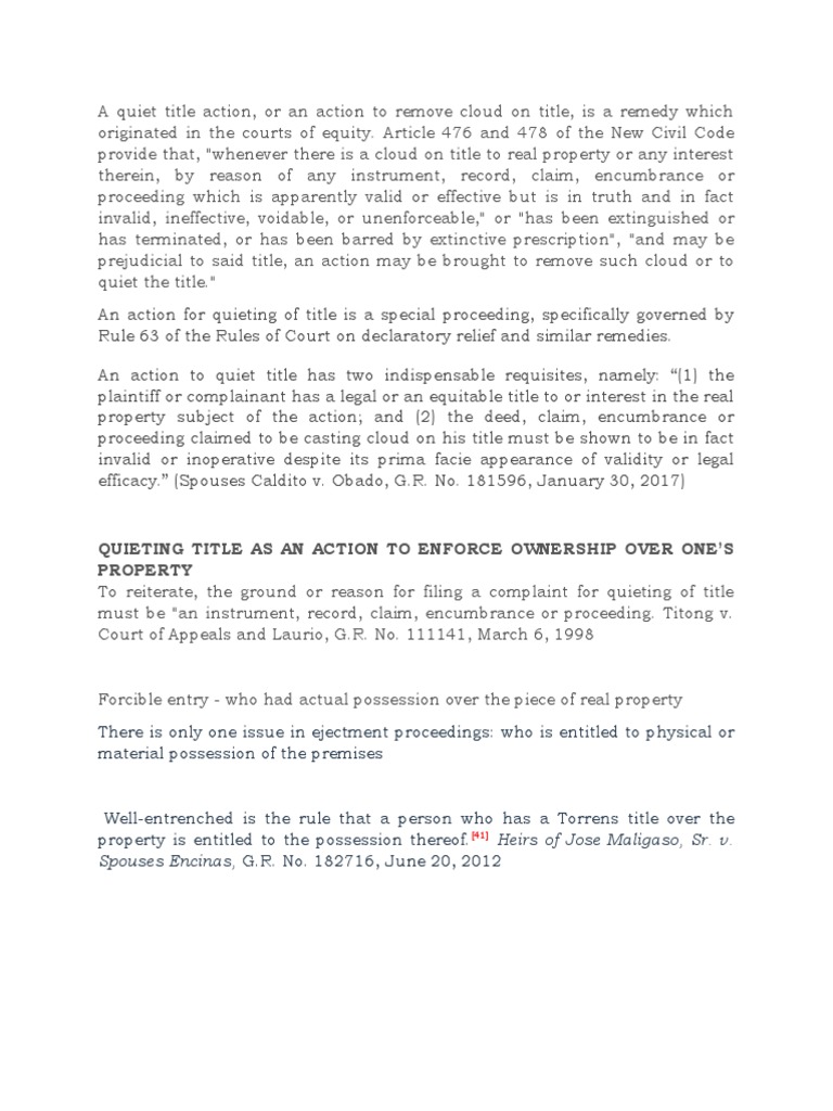 A Quiet Title Action | PDF