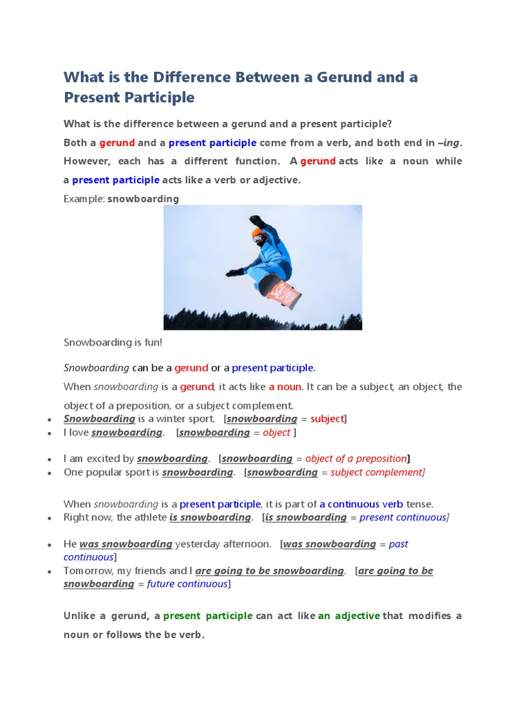 Gerunds & Present Participle | PDF | Verb | Perfect (Grammar)
