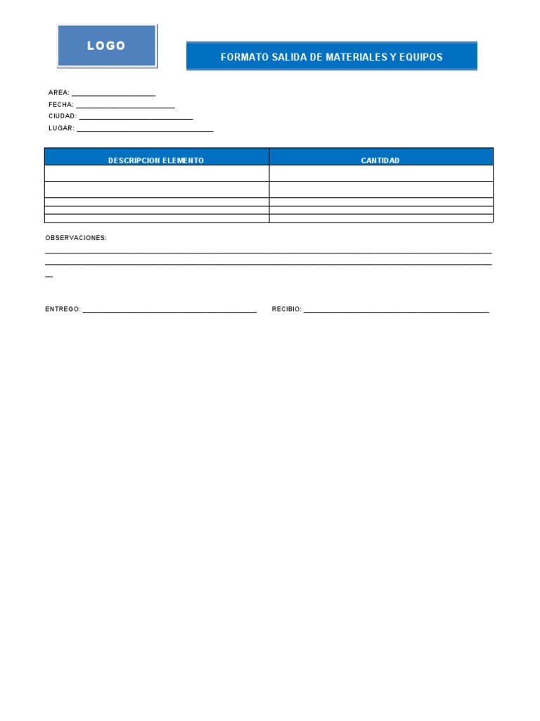 Formato de Salida de materialES | PDF