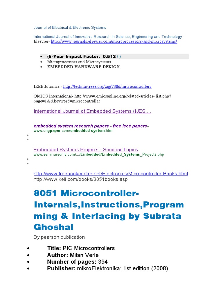 8051 Microcontroller-Internals, Instructions, Program Ming & Interfacing by Subrata Ghoshal | PDF