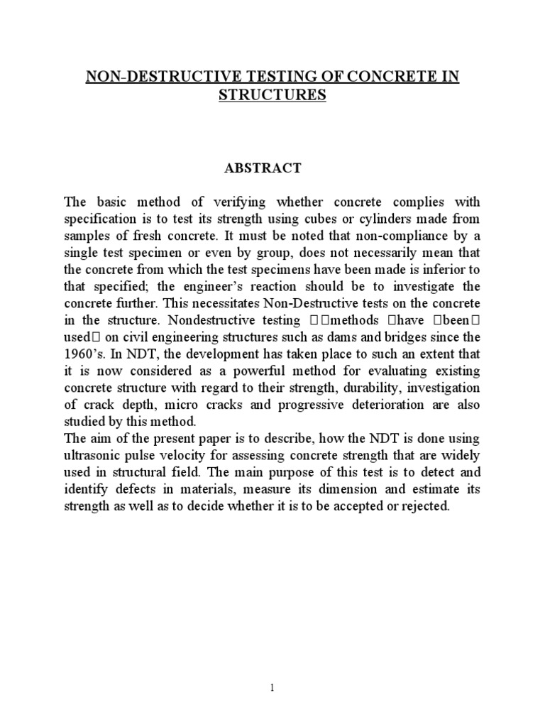 Non Destructive Testing of Concrete | PDF | Nondestructive Testing ...