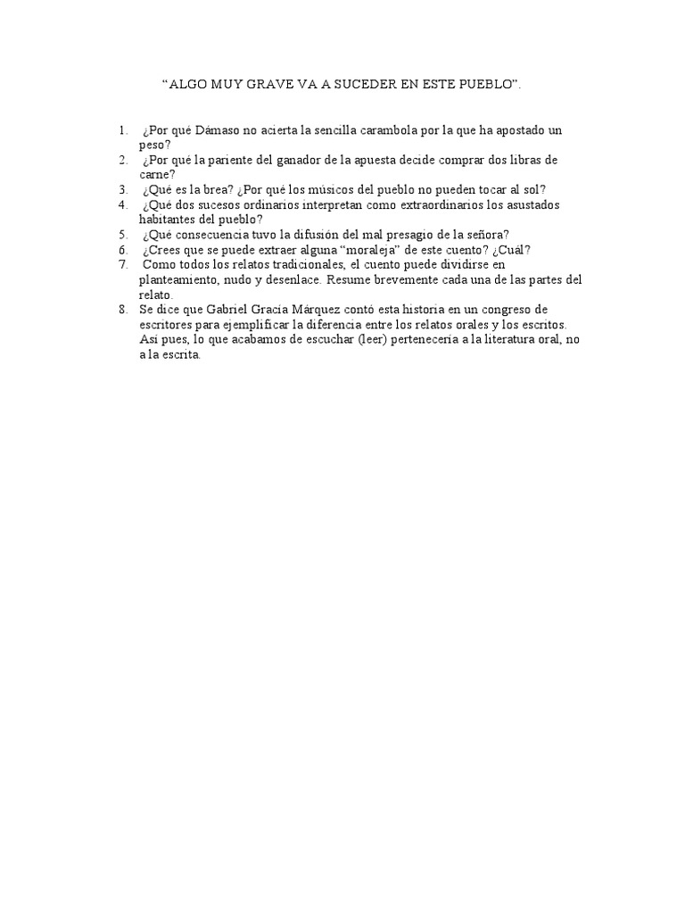 Algo Muy Grave Va A Suceder en Este Pueblo | PDF