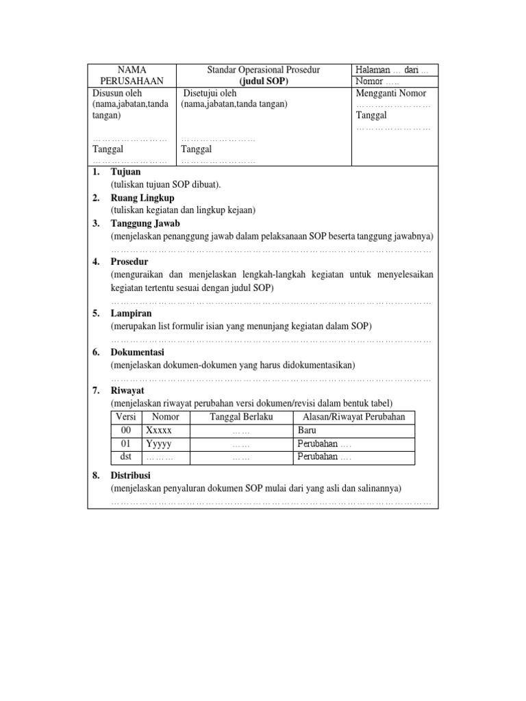 Contoh Format SOP | PDF
