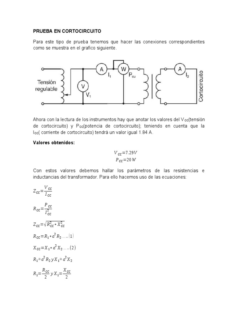 Prueba en Cortocircuito | PDF