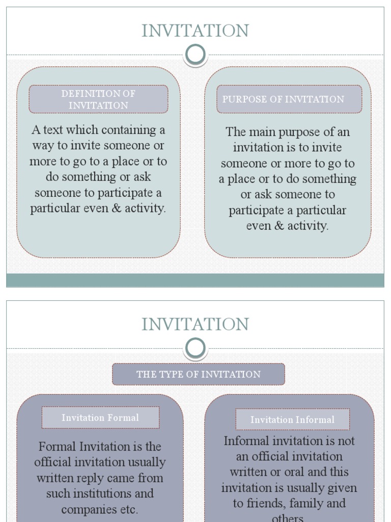 Invitation: Definition of Invitation Purpose of Invitation | PDF