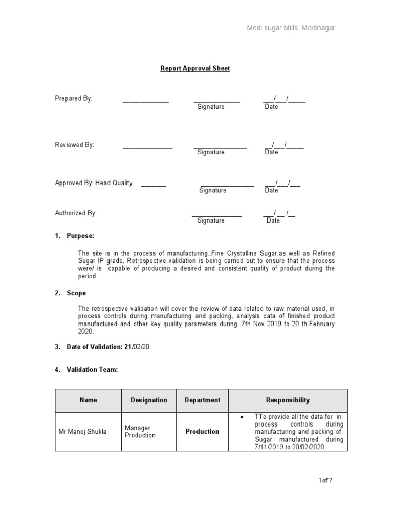 Report Approval Sheet: Modi Sugar Mills, Modinagar | PDF | Sucrose ...