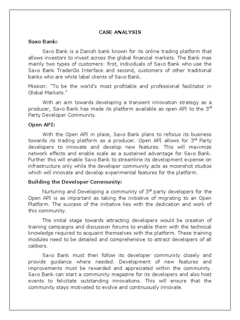 Saxo Bank - CASE ANALYSIS | PDF | Application Programming Interface ...