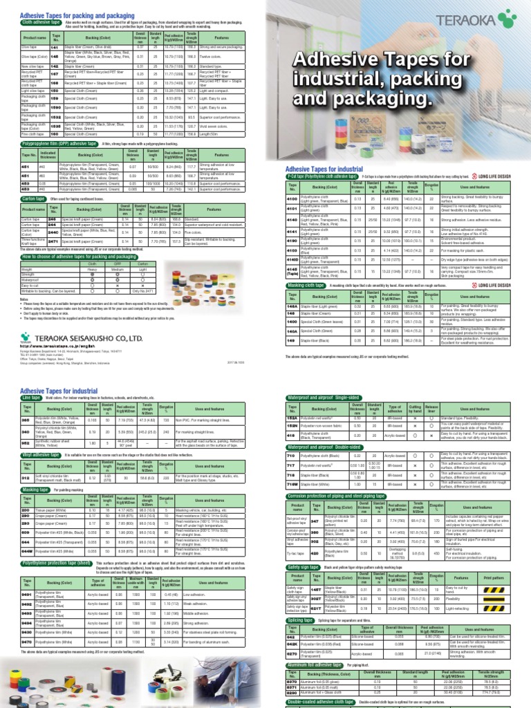 Teraoka Adhesive Tapes For Industrial, Packing and Packaging Catalog ...
