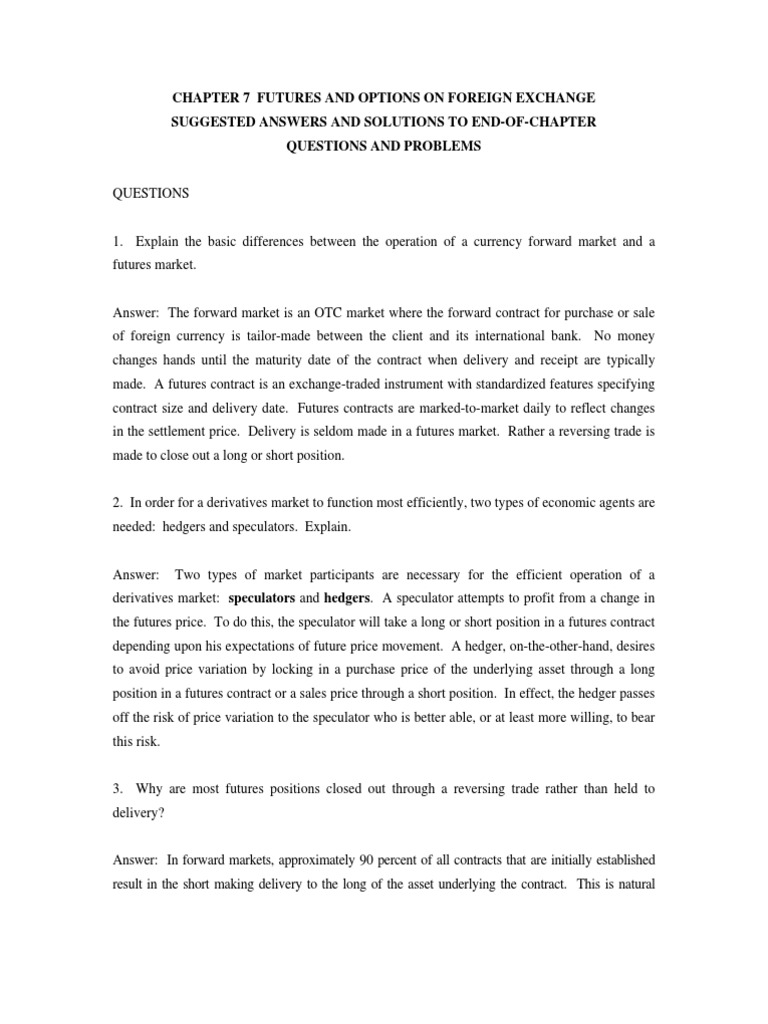 Chapter 7 Futures and Options On Foreign Exchange Suggested Answers and ...