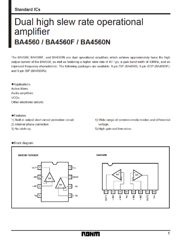 BA4560 IC Datasheet Overview | PDF | Power Supply | Computer Engineering