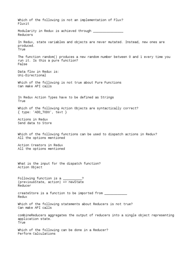 An Overview of Key Concepts in Redux: Actions, Reducers, Stores and Data Flow | PDF | Subroutine ...