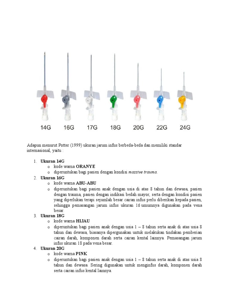 STANDAR UKURAN JARUM INFUS DAN PEMERUNTUKANNYA BERDASARKAN UKURAN DAN ...