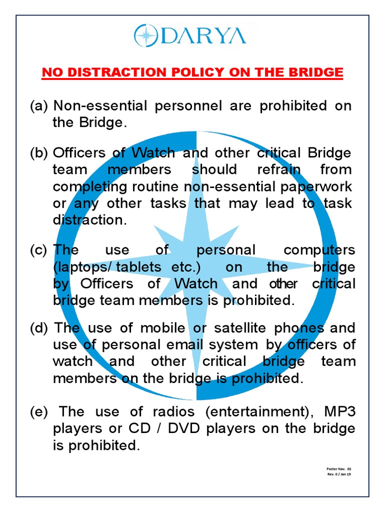 No Dist R AC T ION PO L Icy ON The Bri D GE: Poster Nav. 02 Rev. 0 ...