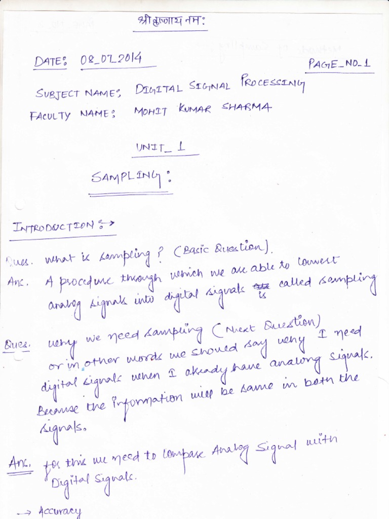 DSP Unit 1 Intro | PDF