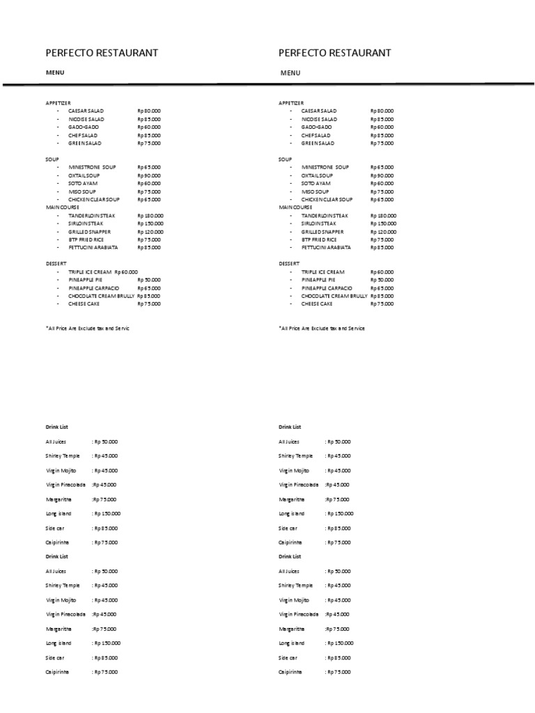 Contoh Menu | PDF | Soup | Salad