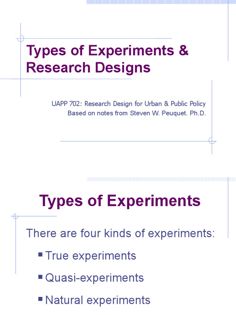 Types of Experiments Research Designs | PDF | Experiment | Evaluation ...