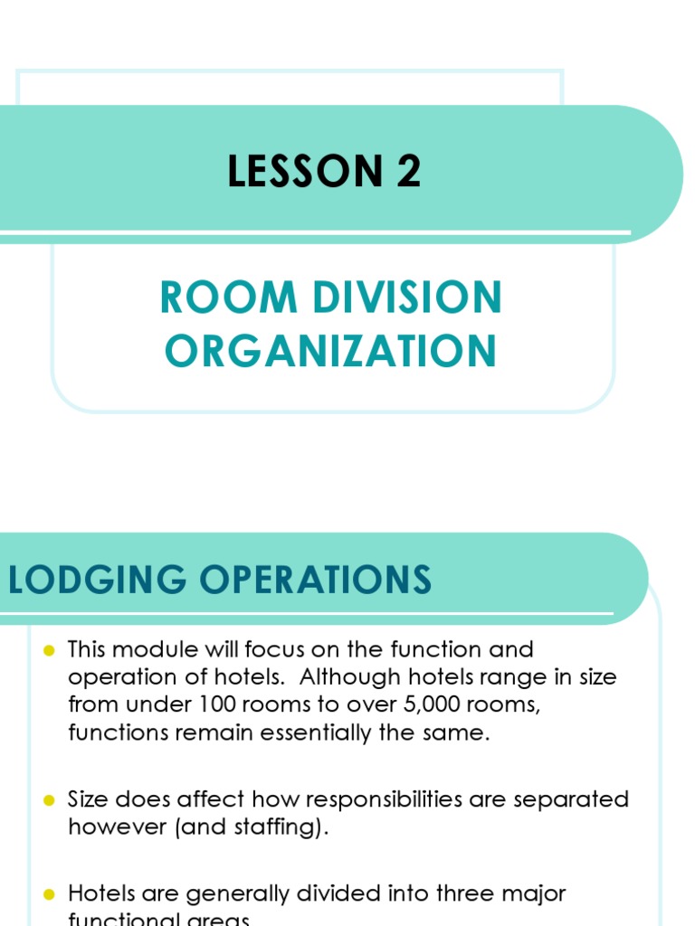 Lesson 2 - Room Division Organization | PDF | Economies | Business