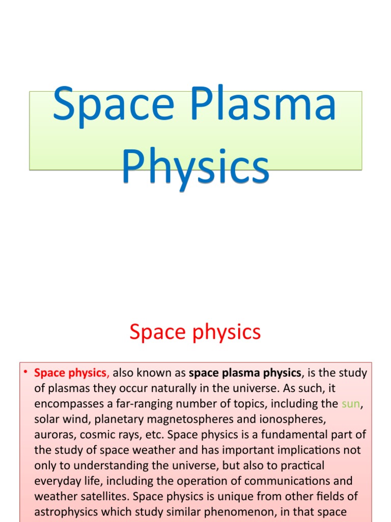Space Plasma Physics Lecture-1 | PDF | Plasma (Physics) | Gases
