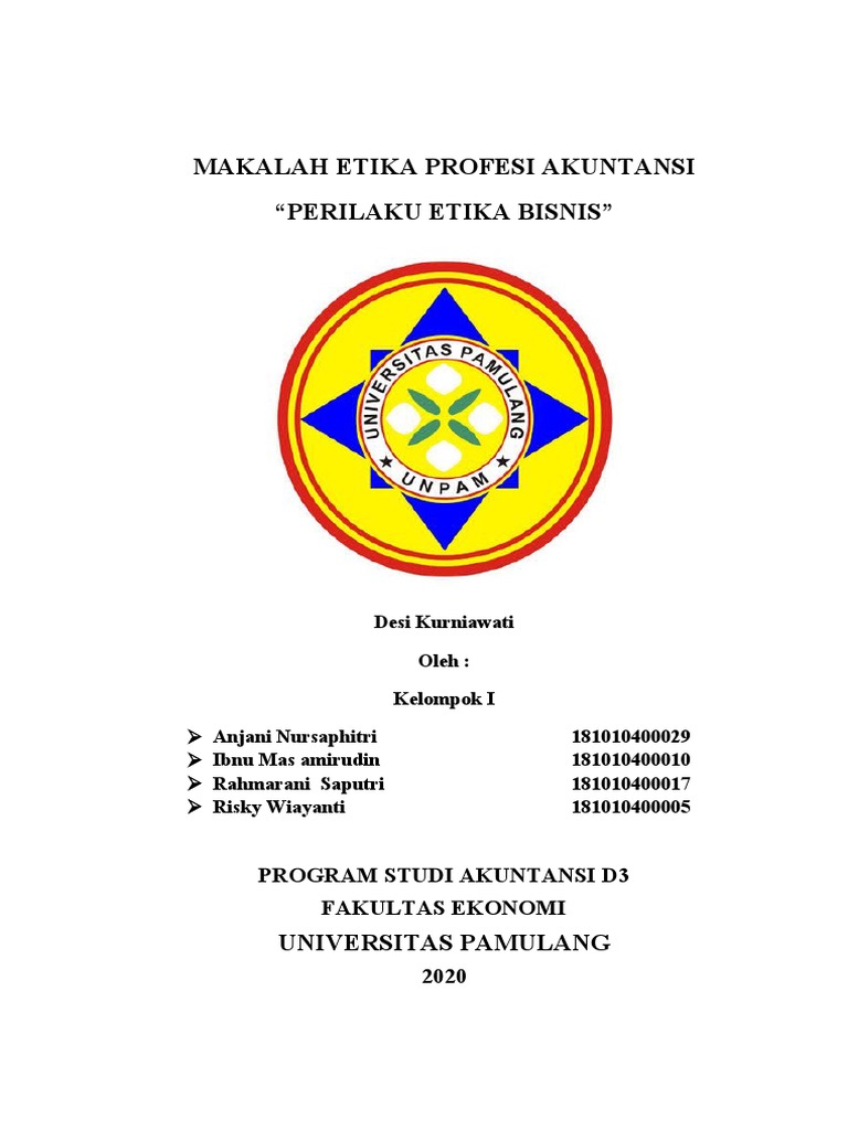 Makalah Etika Profesi Akuntansi | PDF | Karier & Perkembangan | Pengelolaan Keuangan & Uang