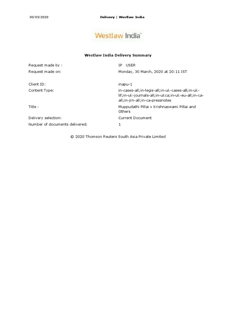 Delivery - Westlaw India | PDF | Restitution | Lawsuit