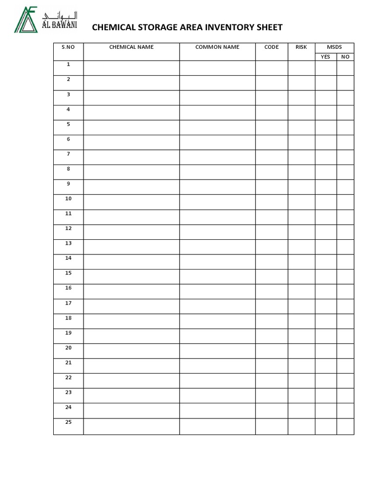 Chemical Inventory Sheet Template | PDF