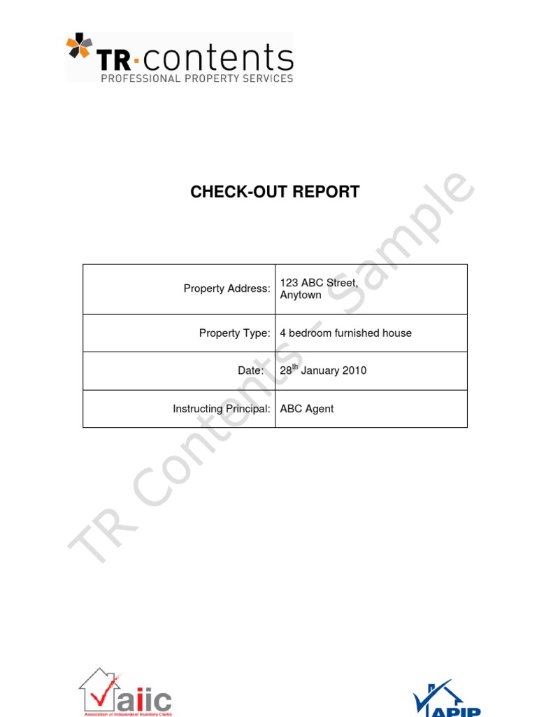 CHECK-OUT REPORT INSPECTION | PDF | Kitchen | Bedroom