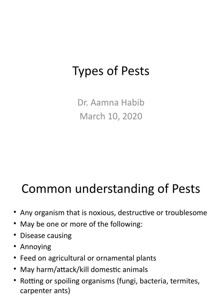 Lecture 1 Types of Pests | PDF | Pest (Organism) | Fly