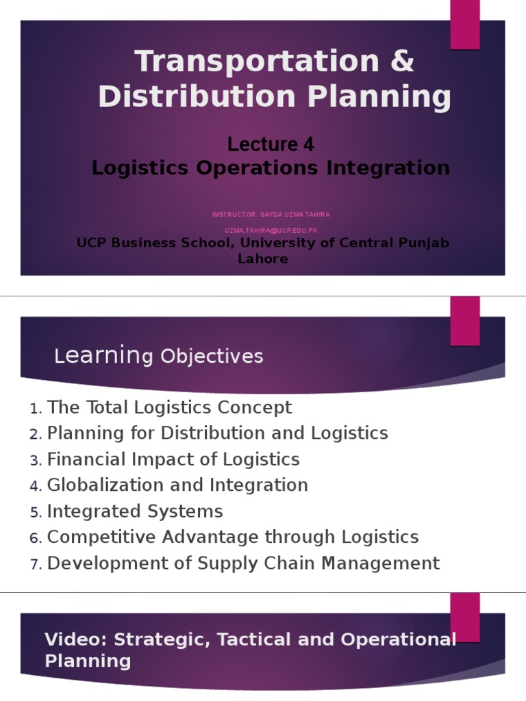Transportation & Distribution Planning: Logistics Operations ...