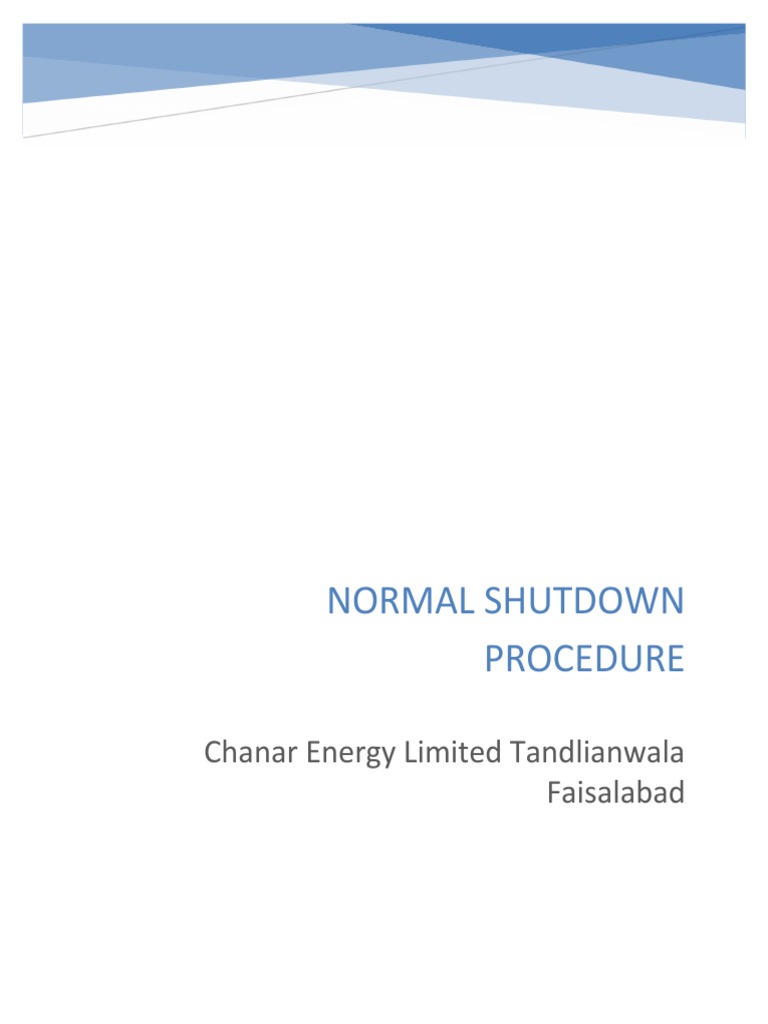 Normal Shutdown Procedure for Chanar Energy | PDF | Steam | Boiler