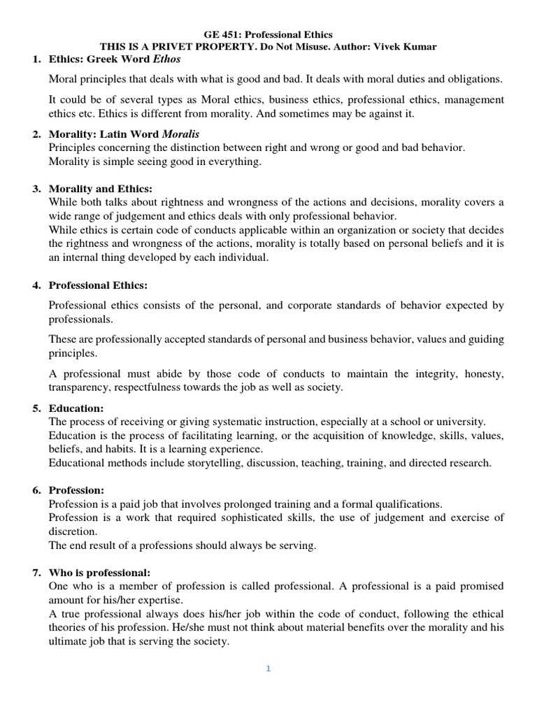 Professional Engineering Ethics Pdf Intellectual Property Morality