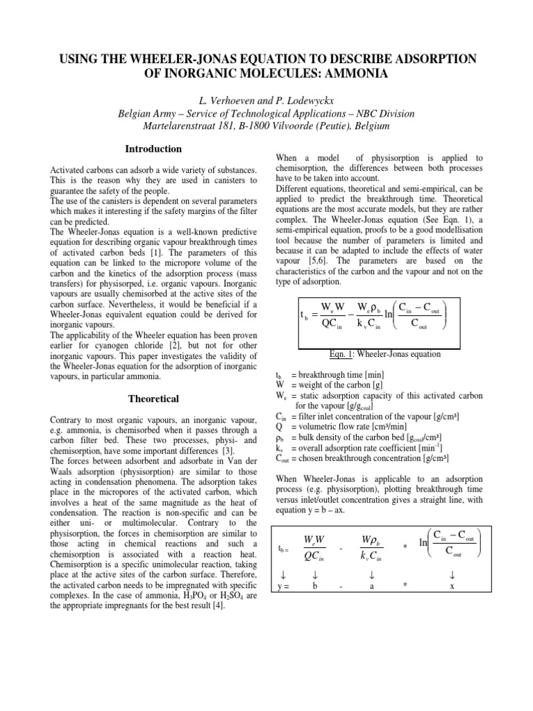 USING THE WHEELER-JONAS EQUATION TO DESCRIBE ADSORPTION OF INORGANIC ...